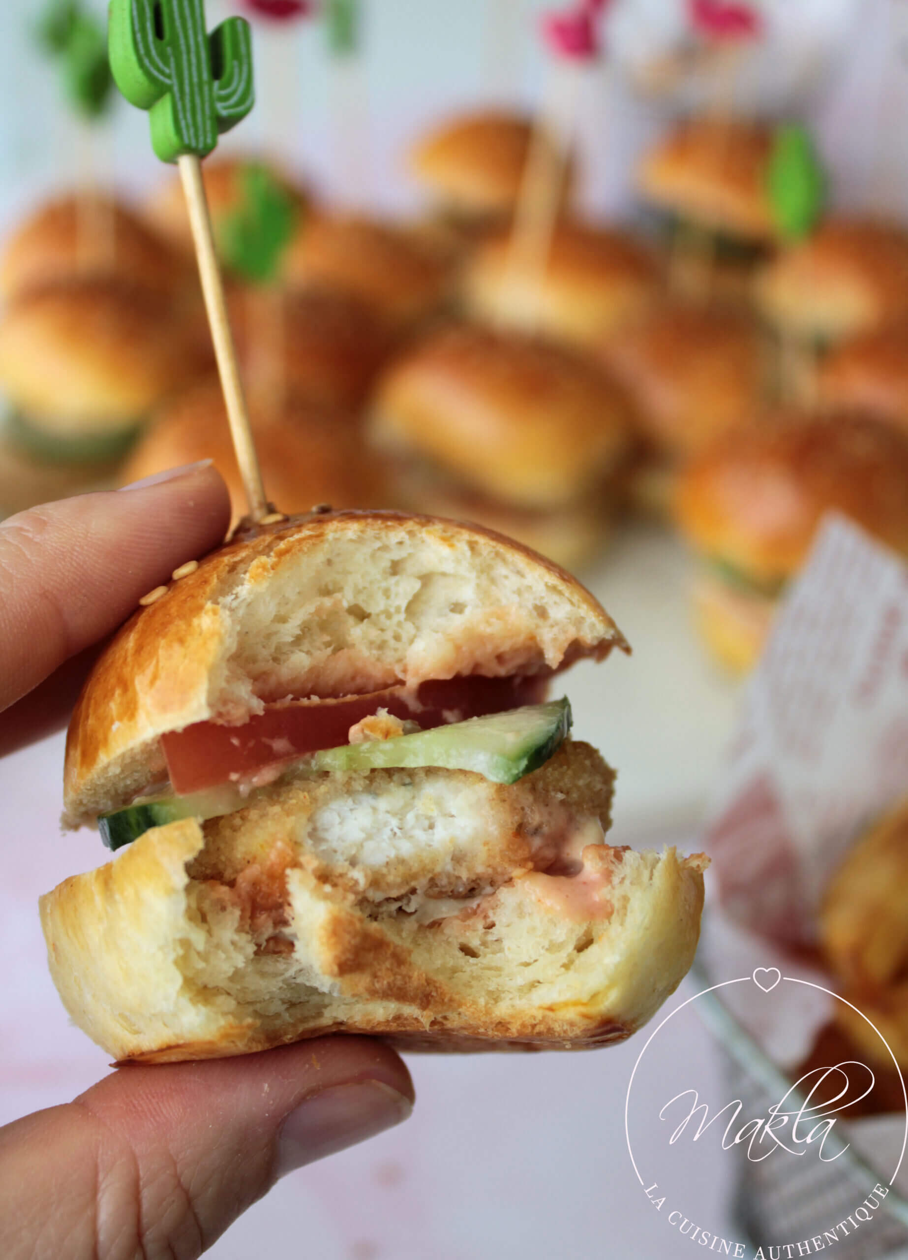 Mini burgers apéro au poulet pané - Makla - La cuisine authentique